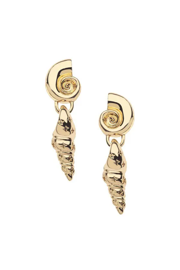JANE WIN Spiral Seashell Earrings - Gold