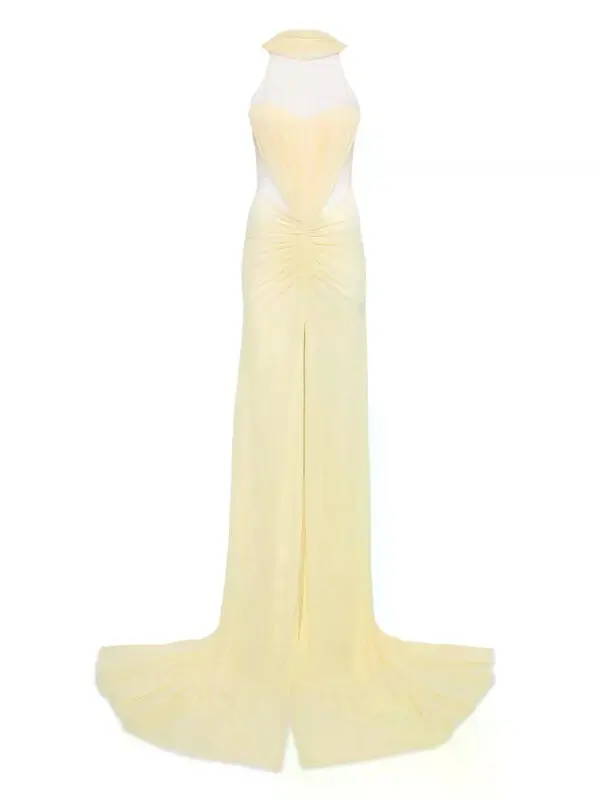 David Koma Tulle Insert Draped Maxi Dress