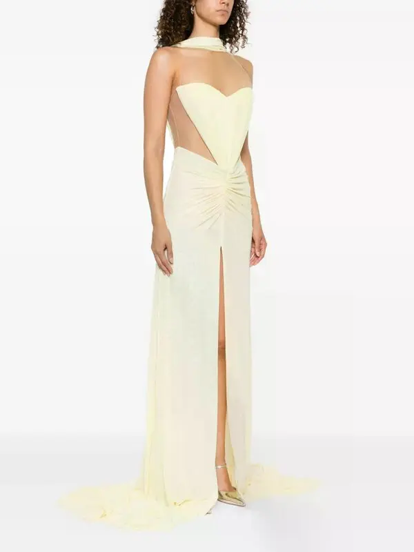 David Koma Tulle Insert Draped Maxi Dress