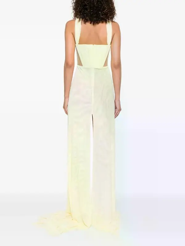 David Koma Tulle Insert Draped Maxi Dress
