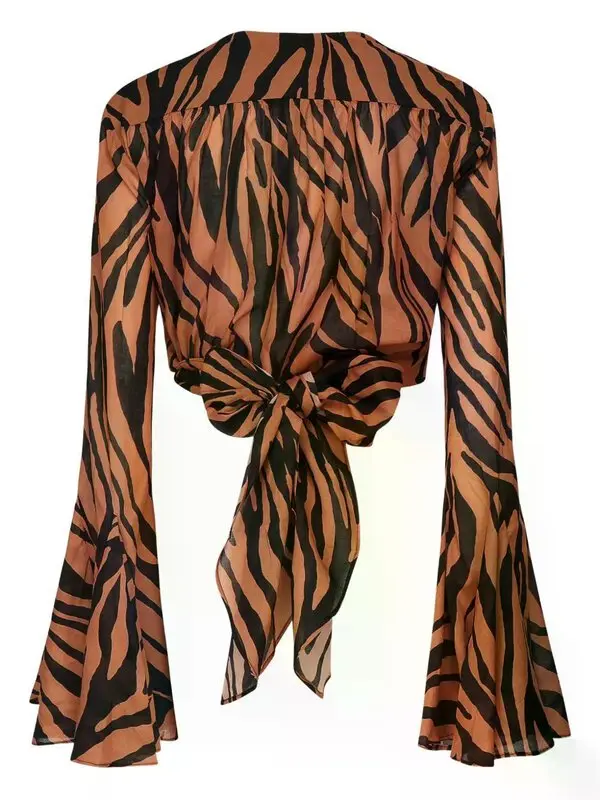 Andamane Zebra-print Tie-front Blouse