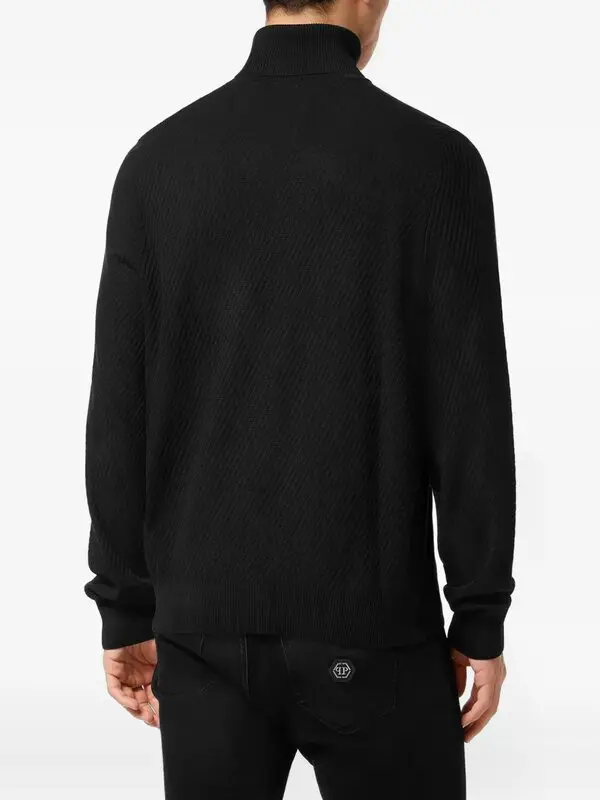 Philipp Plein Ribbed Turtleneck Sweater - Black