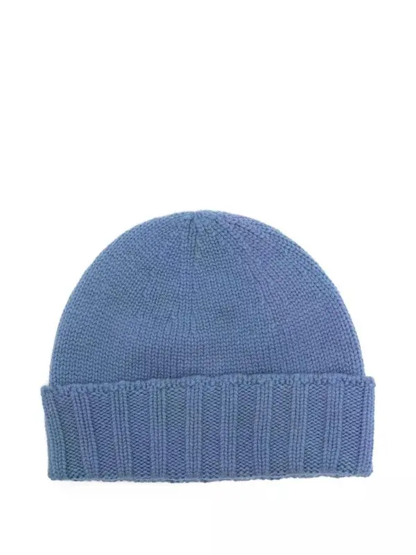 DRUMOHR Ribbed Cashmere Beanie - Blue