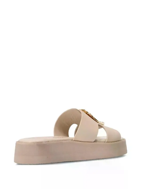 KOTRIS SANDALS Platform Leather Medallion Sandals - Neutrals