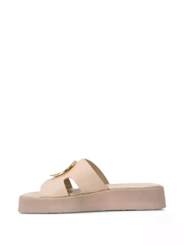 KOTRIS SANDALS Platform Leather Medallion Sandals - Neutrals