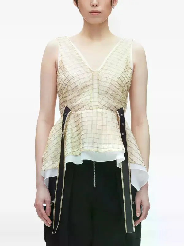 3.1 Phillip Lim Checked Peplum Top