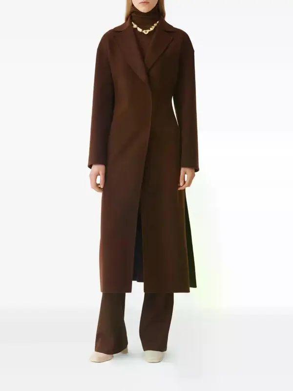 Fabiana Filippi Wool Midi Coat With Drawstring Detail