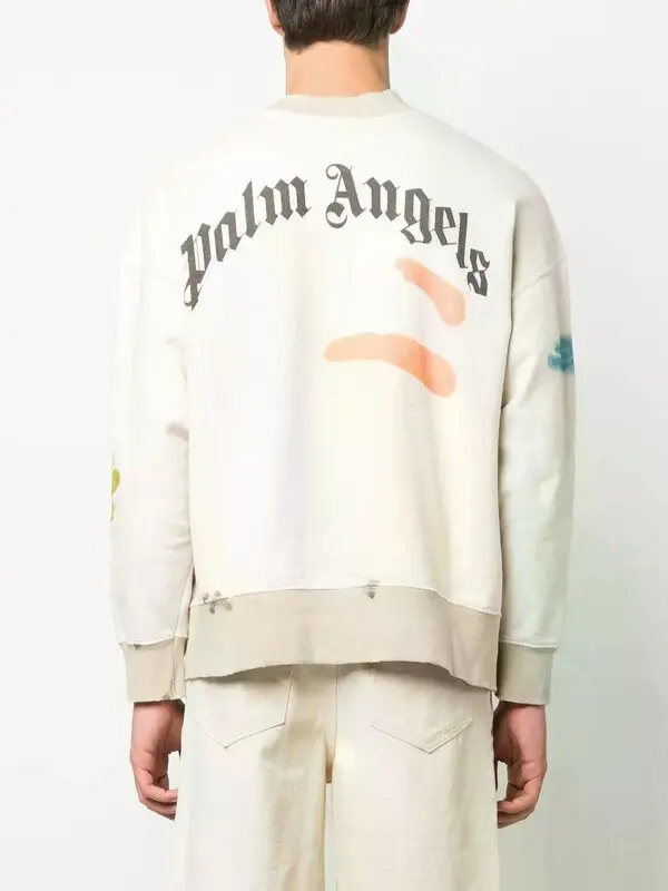 Palm Angels Sprayed Palm-print Cotton Sweatshirt