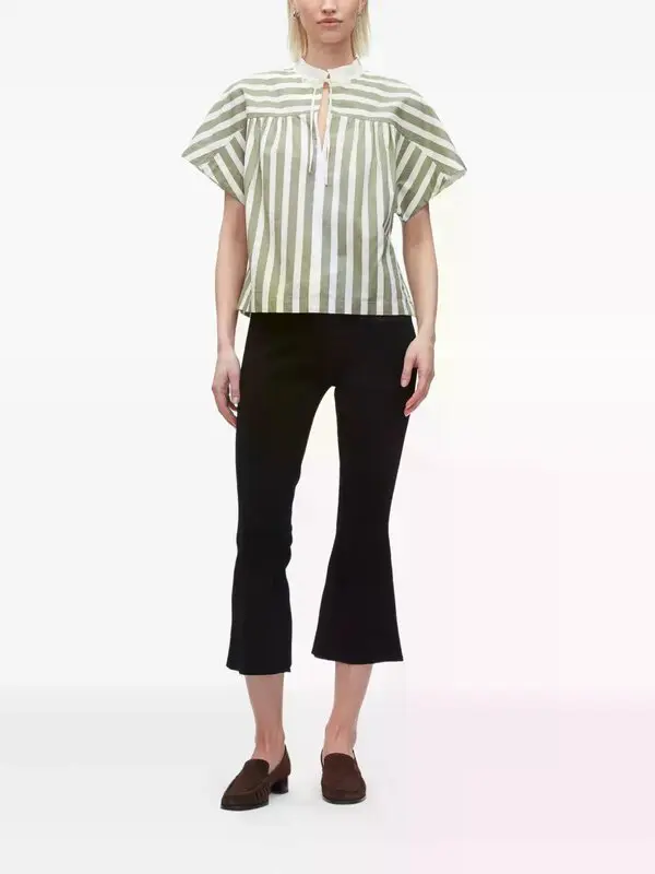 3.1 Phillip Lim Striped Tie Neck Top - Green