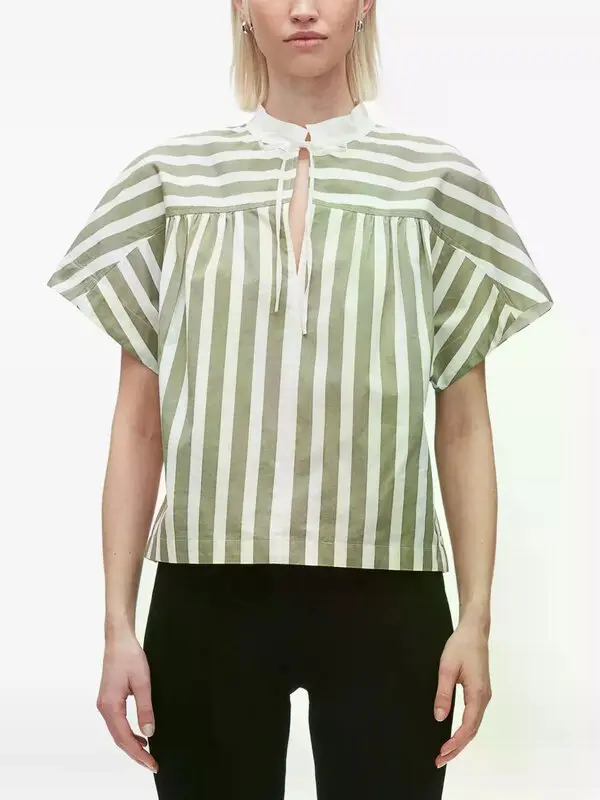 3.1 Phillip Lim Striped Tie Neck Top - Green