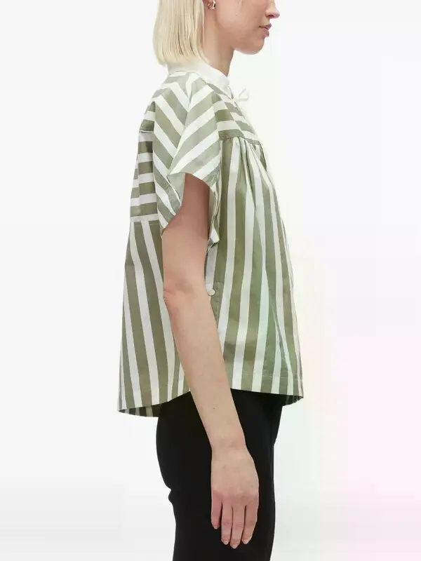 3.1 Phillip Lim Striped Tie Neck Top - Green