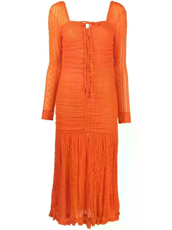 GANNI Square-neck Long-sleeve Dress