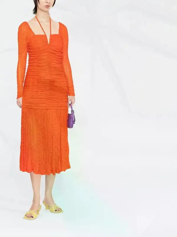 GANNI Square-neck Long-sleeve Dress