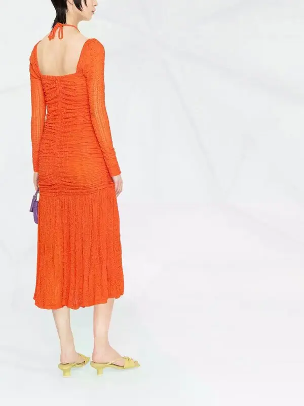 GANNI Square-neck Long-sleeve Dress