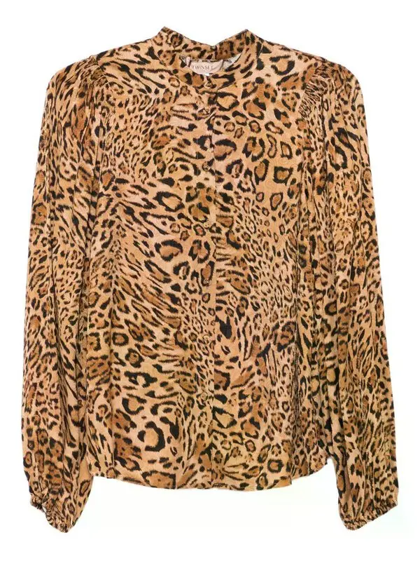 TWINSET Leopard-print Mock-neck Shirt