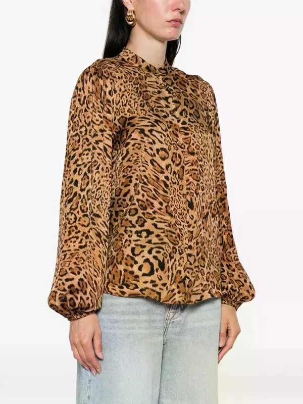 TWINSET Leopard-print Mock-neck Shirt