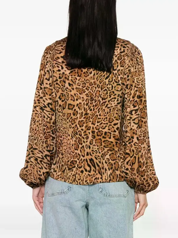 TWINSET Leopard-print Mock-neck Shirt