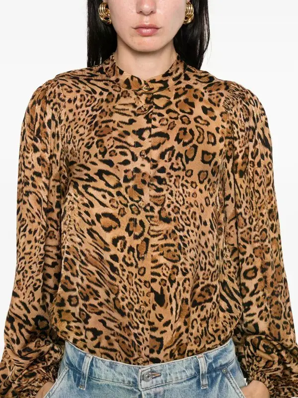 TWINSET Leopard-print Mock-neck Shirt