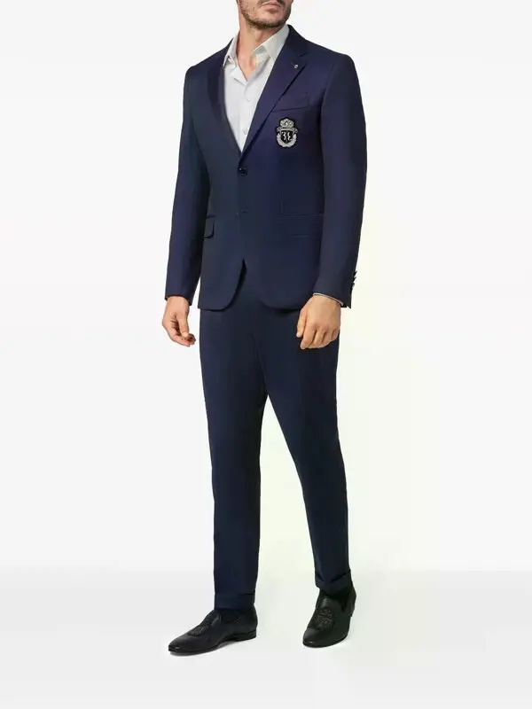 BILLIONAIRE Crest-motif Wool Blazer - Blue