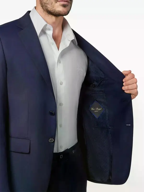 BILLIONAIRE Crest-motif Wool Blazer - Blue