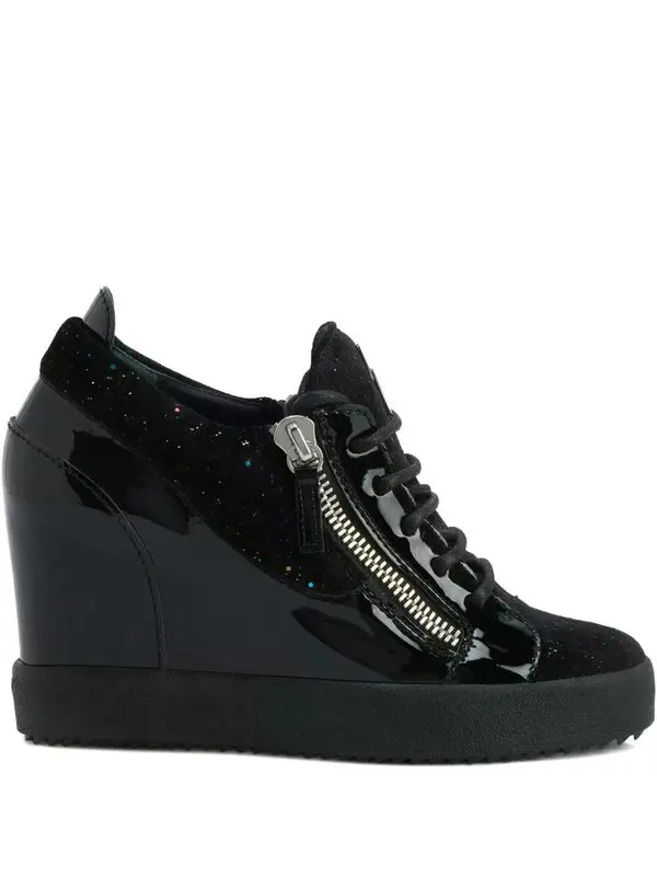GIUSEPPE ZANOTTI Glitter-panel Wedge Sneakers - Black