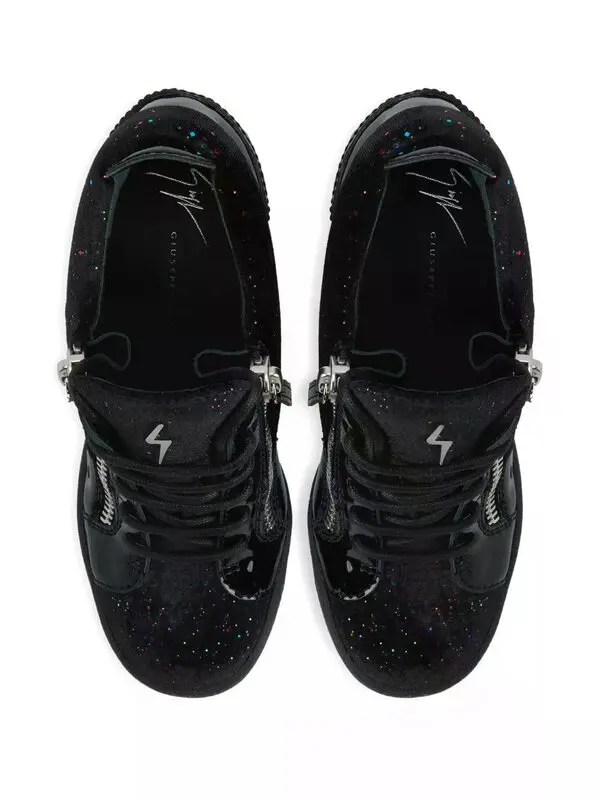 GIUSEPPE ZANOTTI Glitter-panel Wedge Sneakers - Black