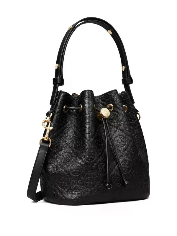 Tory Burch T-monogram Textured Bucket Bag - Black