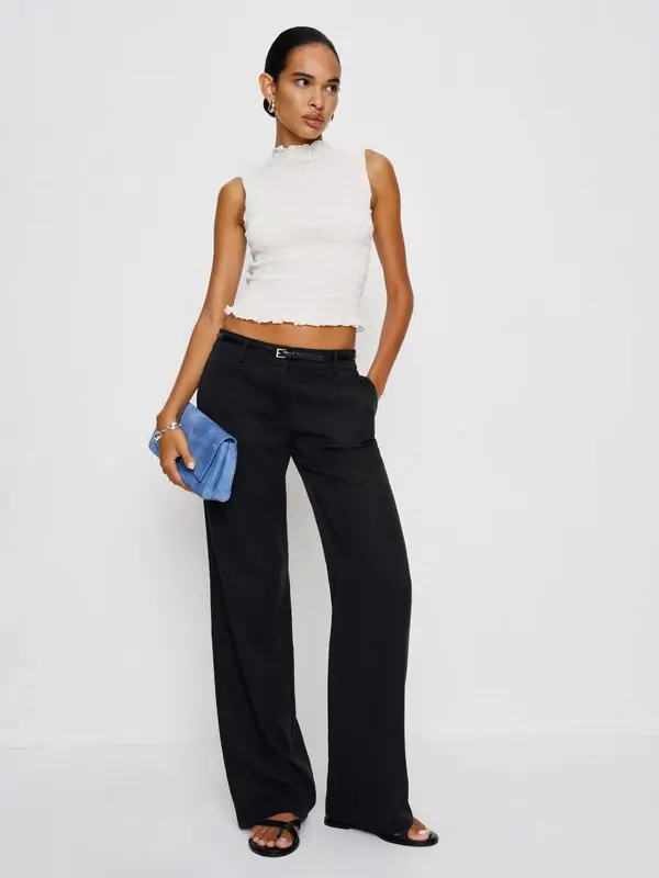REFORMATION Gisele Low Rise Straight Leg Pant - Black