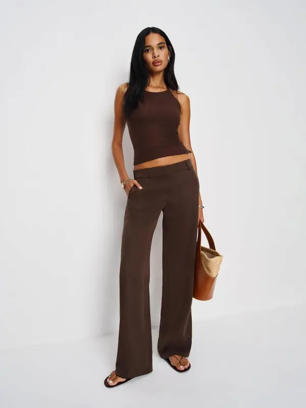 REFORMATION Gisele Low Rise Pant - Brown