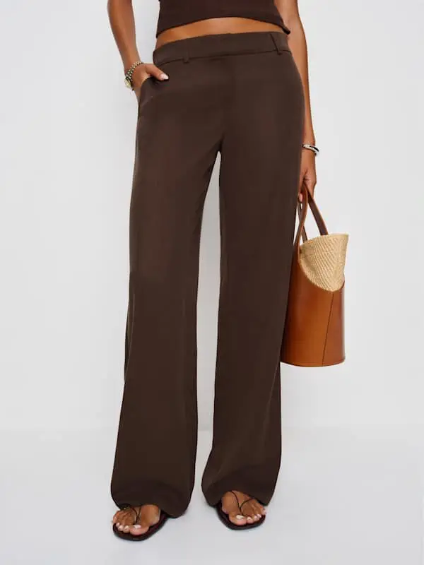REFORMATION Gisele Low Rise Pant - Brown