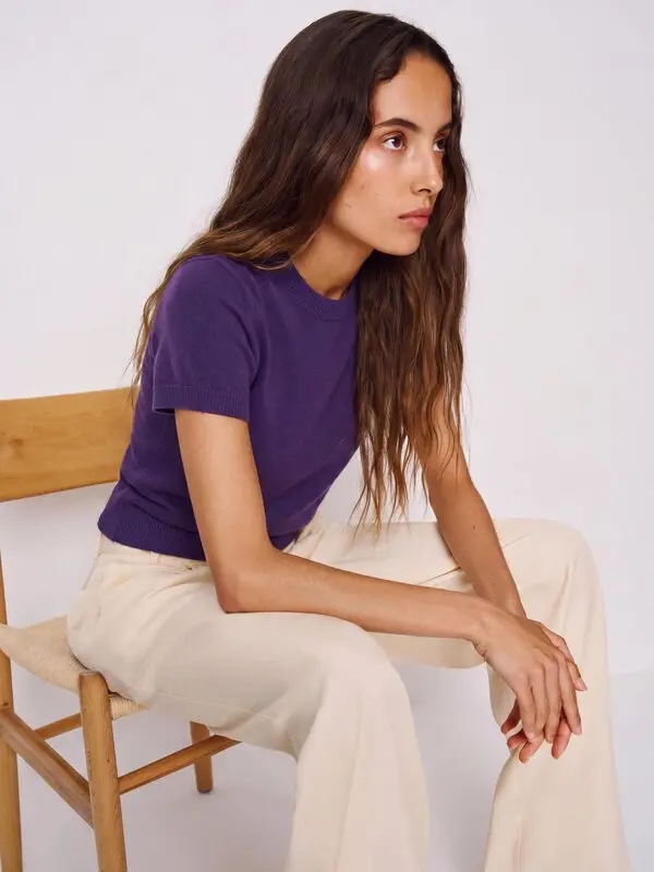 REFORMATION Darcy Cashmere T-shirt - Purple