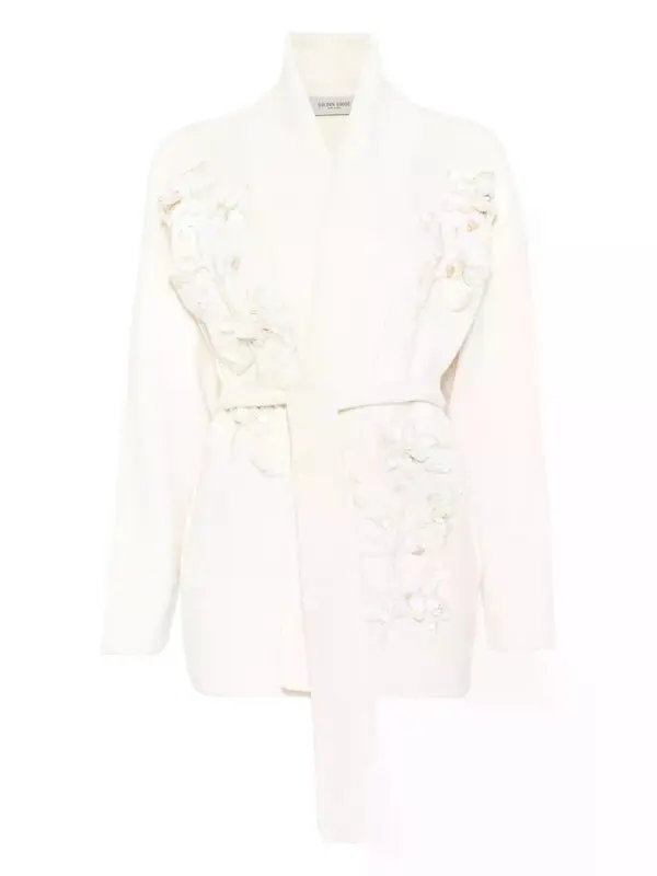 GOLDEN GOOSE Floral Embellished Belted Cardigan