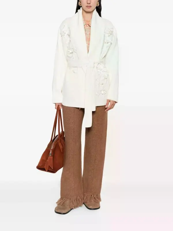 GOLDEN GOOSE Floral Embellished Belted Cardigan