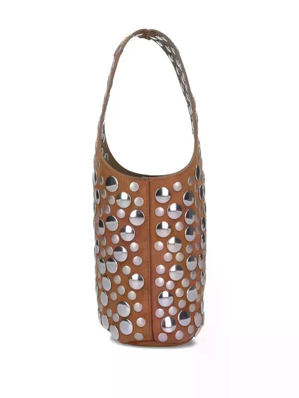 Khaite Livia Studded Suede Bucket Bag - Brown