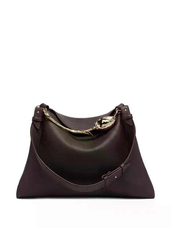 Erdem Calf Leather Bag With Gold-tone Tulip Handle - Brown