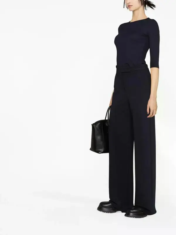 Vince Fine-ribbed Half-sleeve Top - Blue