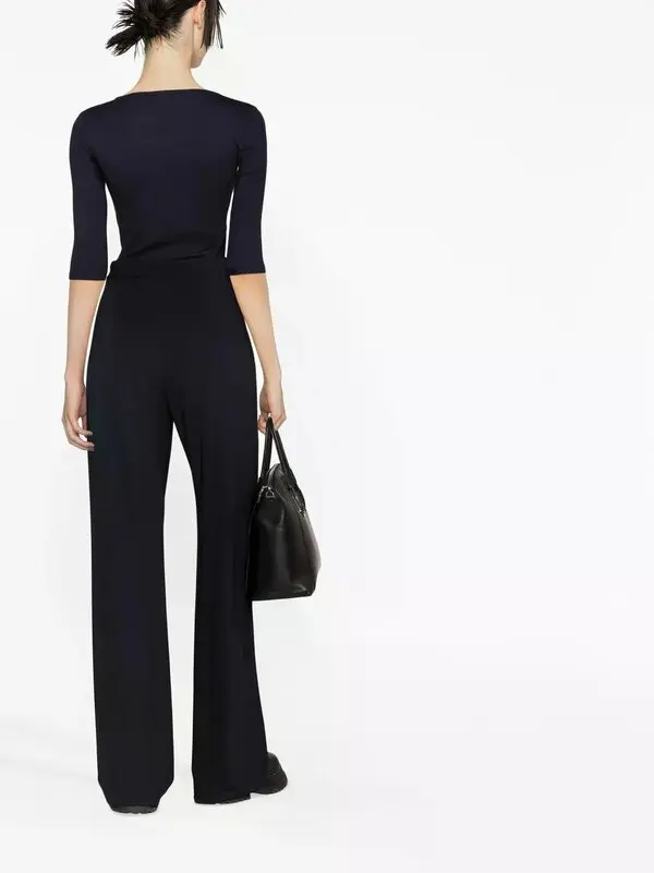 Vince Fine-ribbed Half-sleeve Top - Blue