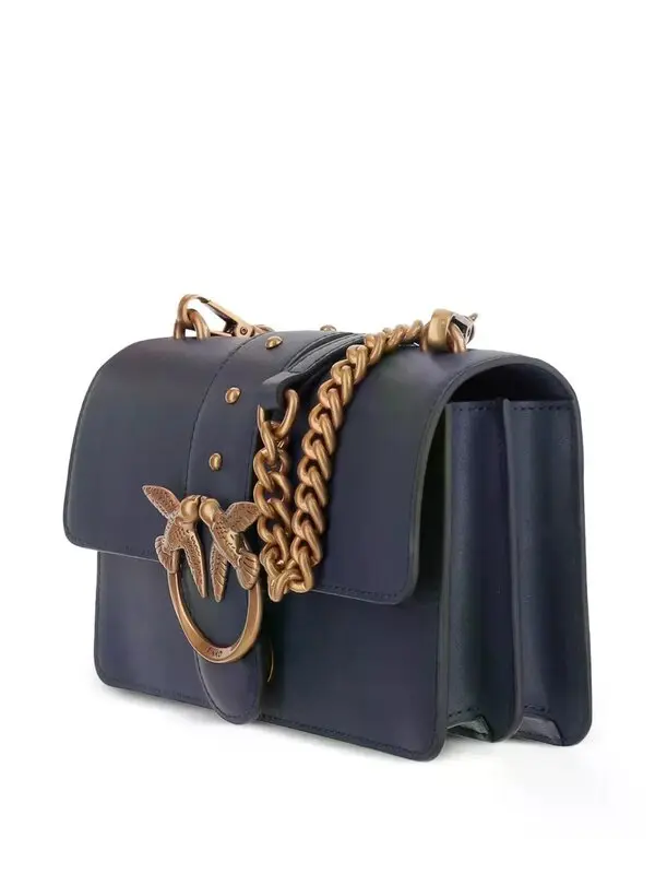 Pinko Love One Chain Shoulder Bag In Silky Leather With Diamond Cut Buckle