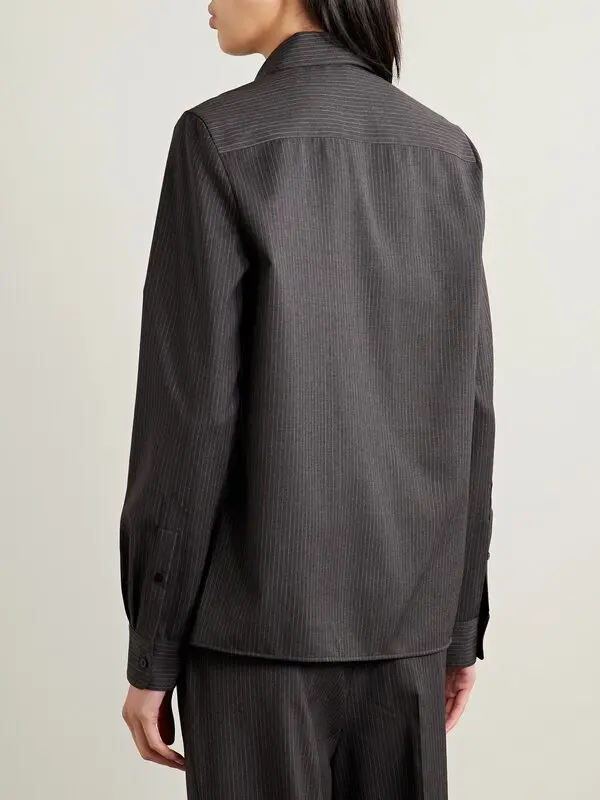 Veronica De Piante Livia Pinstriped Wool-twill Shirt