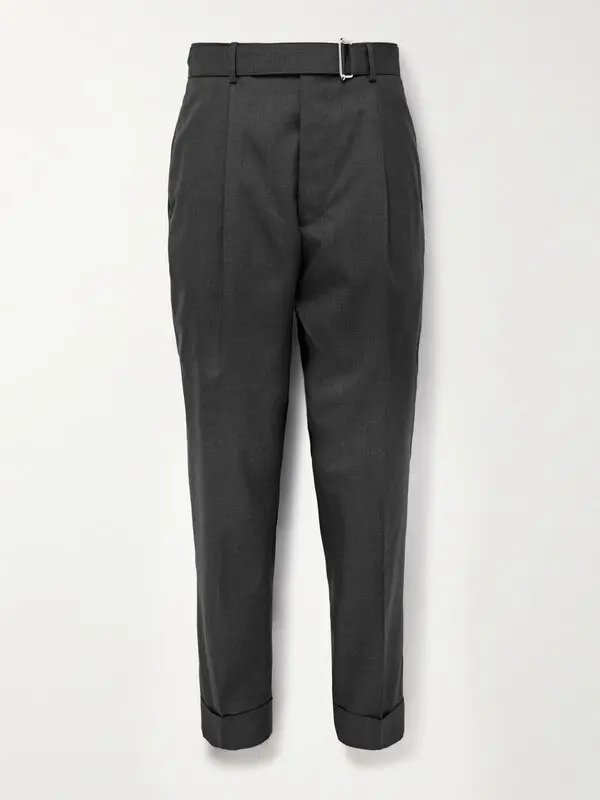 Officine Générale Hugo Tapered Belted Virgin Wool Suit Trousers