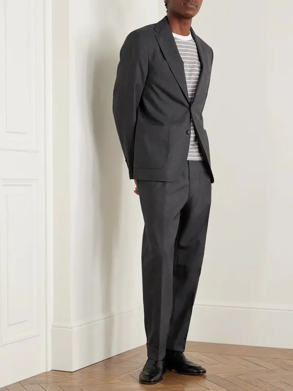 Officine Générale Hugo Tapered Belted Virgin Wool Suit Trousers