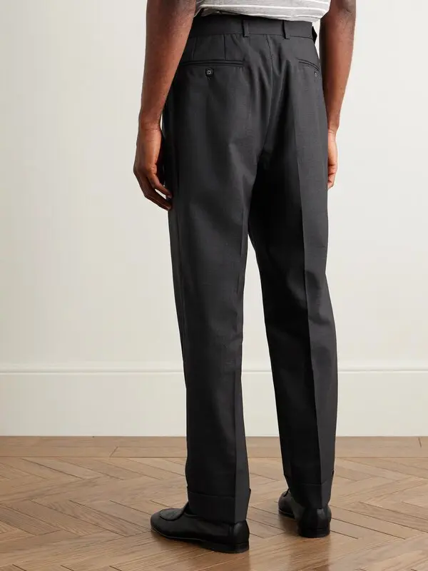 Officine Générale Hugo Tapered Belted Virgin Wool Suit Trousers