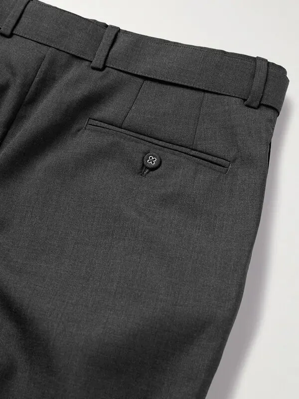 Officine Générale Hugo Tapered Belted Virgin Wool Suit Trousers