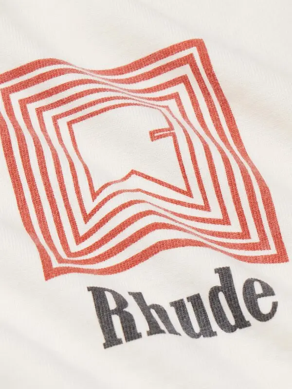 Rhude Logo-Print Cotton-Jersey T-Shirt White Editorialist