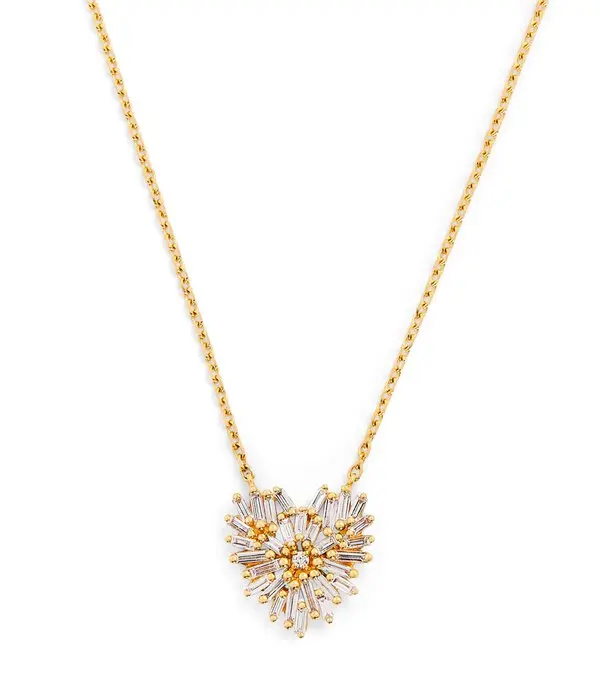 SUZANNE KALAN Yellow And Diamond Heart Pendant Necklace - Gold