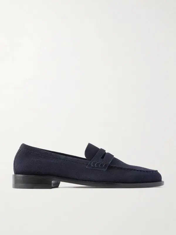 Manolo Blahnik Perry Suede Penny Loafers - Blue