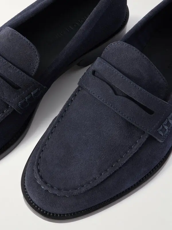 Manolo Blahnik Perry Suede Penny Loafers - Blue