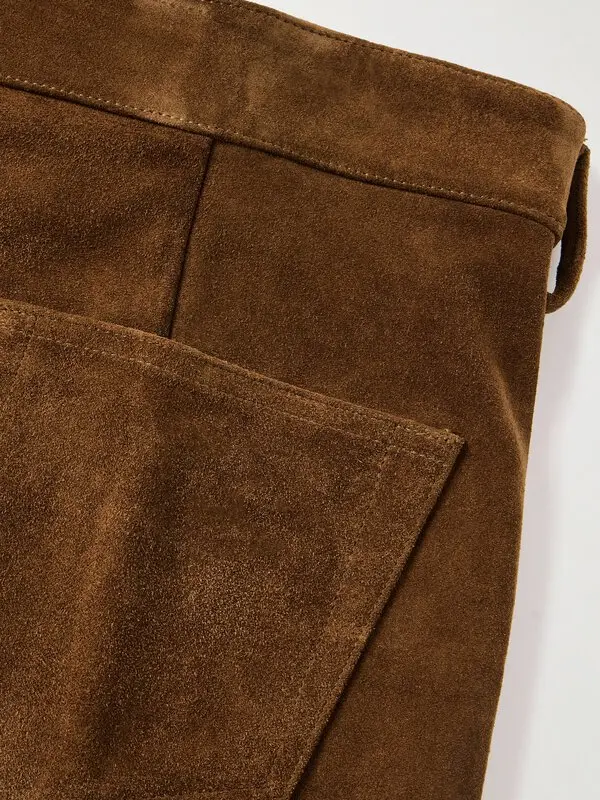 Rick Owens Geth Wide-leg Panelled Suede Trousers - Brown