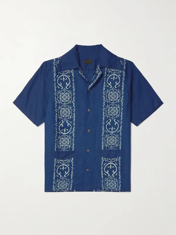 Kapital Camp-collar Printed Linen Shirt