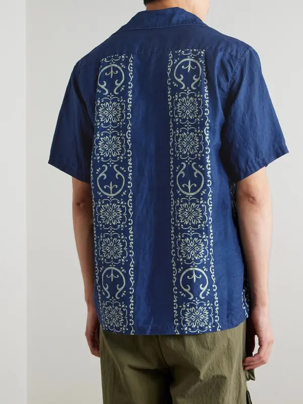 Kapital Camp-collar Printed Linen Shirt